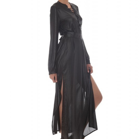 Nightcap | Dresses | Nightcap Carva Liquid Fabric Black Maxi Dress ...